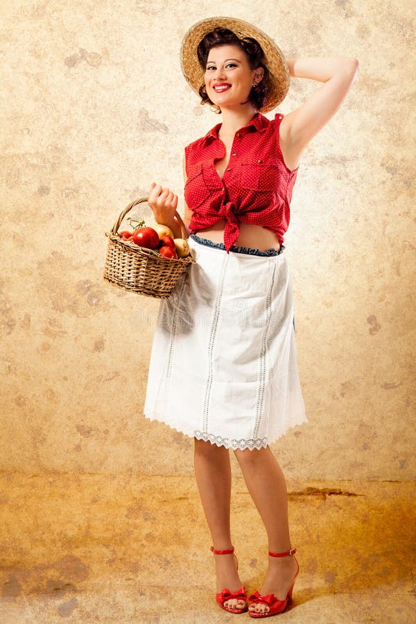 Pin Up Farmer stock photo. Image of skirt, vintage, beautiful - 46396290