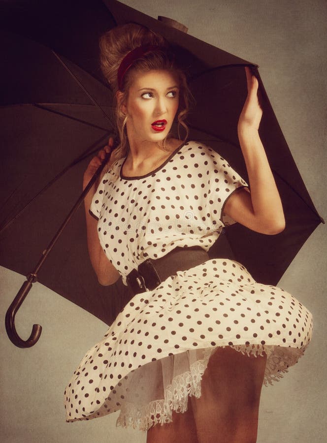 Windy Pinup Girl stock image. Image of head, woman, leaves - 26955481