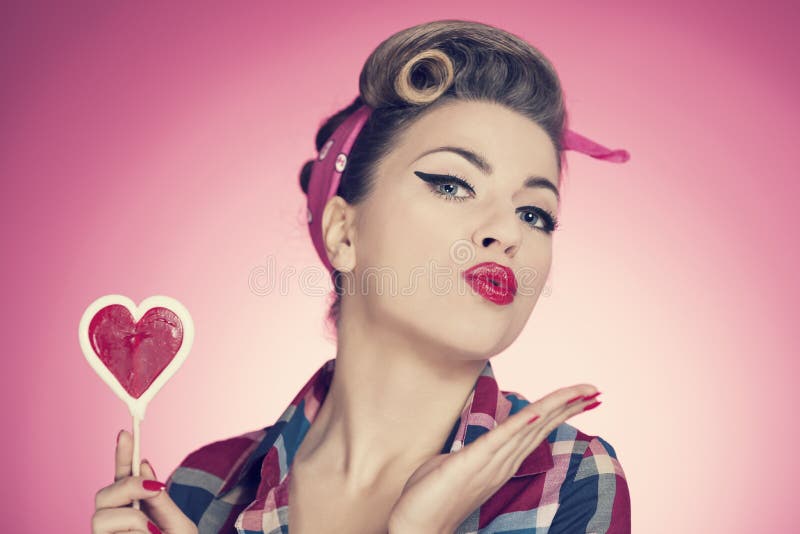 Pin up girl stock image. Image of fifties, people, close - 17343173