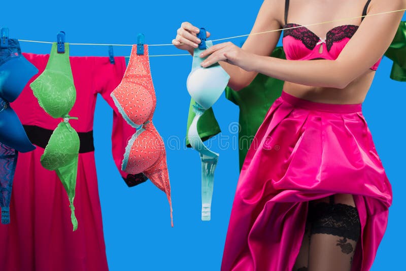 Pin-up Girl with a Basket with the Laundry Stock Image - Image of clothing, laundry: 52144851