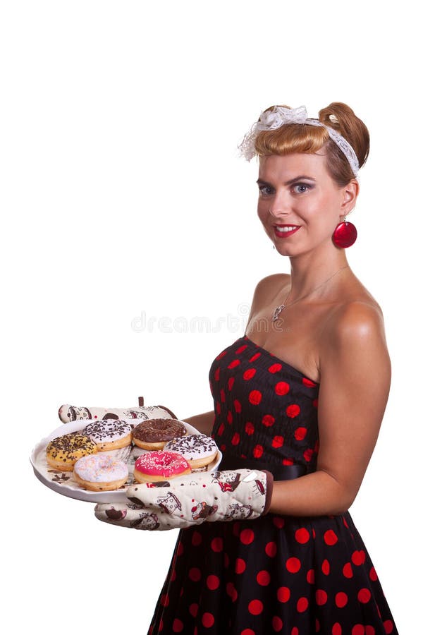 Beauty Pin-up Girl with the Cake Stock Image - Image of gorgeous ...