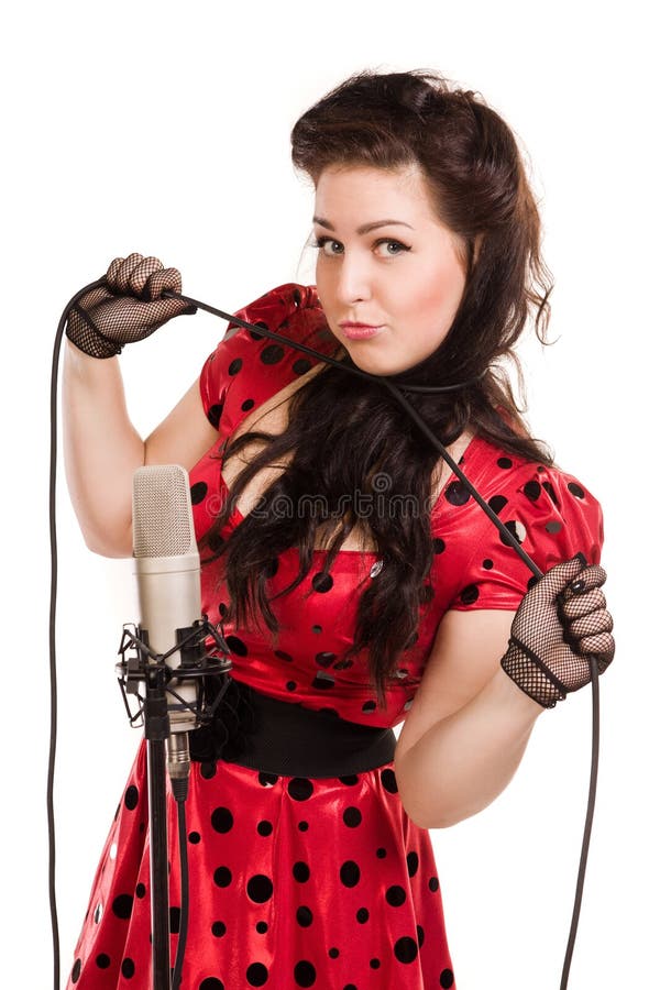 Pin-up Girl with a Microphone Cord Stock Image - Image of lady, girl ...