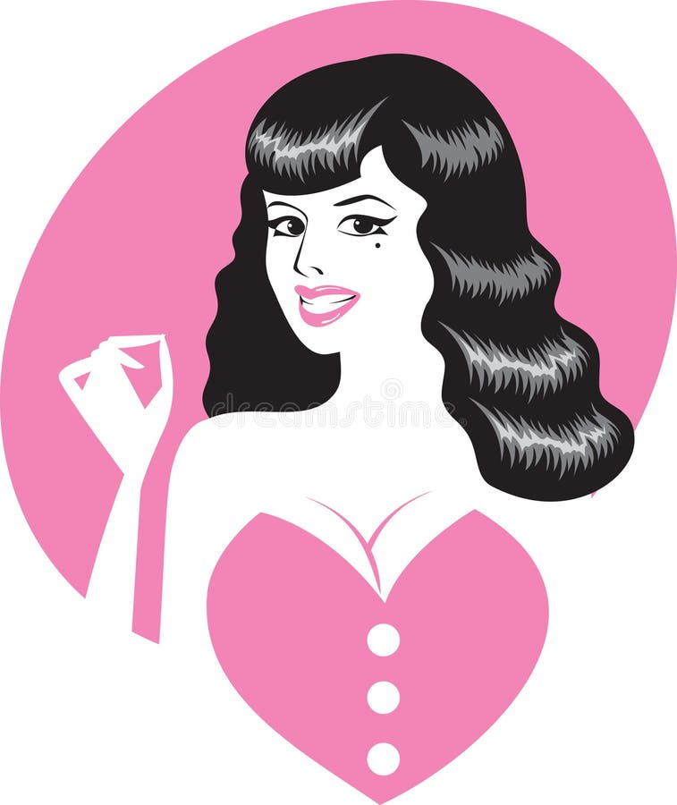 Pin Up Illustration of Woman with the Place for Text.Pin Up Girl. Party ...