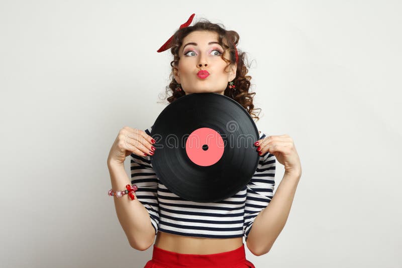 Pin-up girl stock photo. Image of female, plate, curly - 84651052
