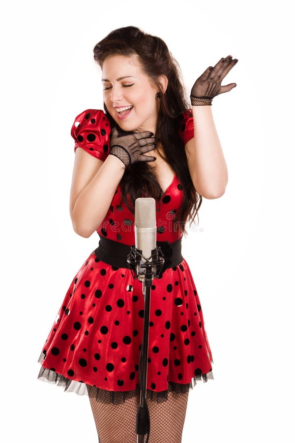 Pin-up girl singing a song stock photo. Image of jazz - 33186528