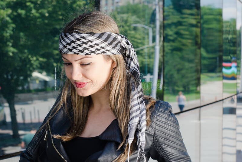Pin up model stock image. Image of woman, scarf, outdoor - 45303169