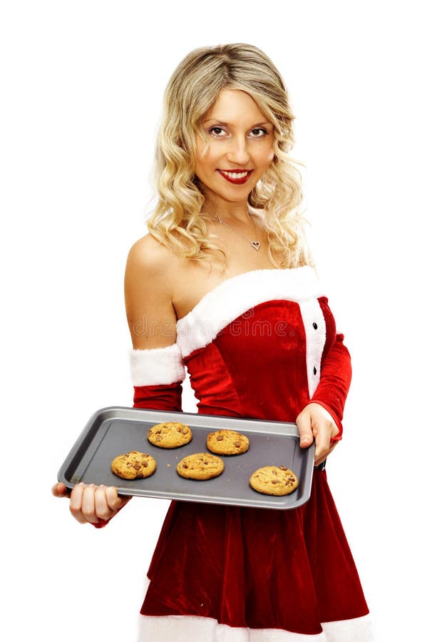 Pin Up Santa Girl with Cookies Stock Photo - Image of christmas, pinup ...