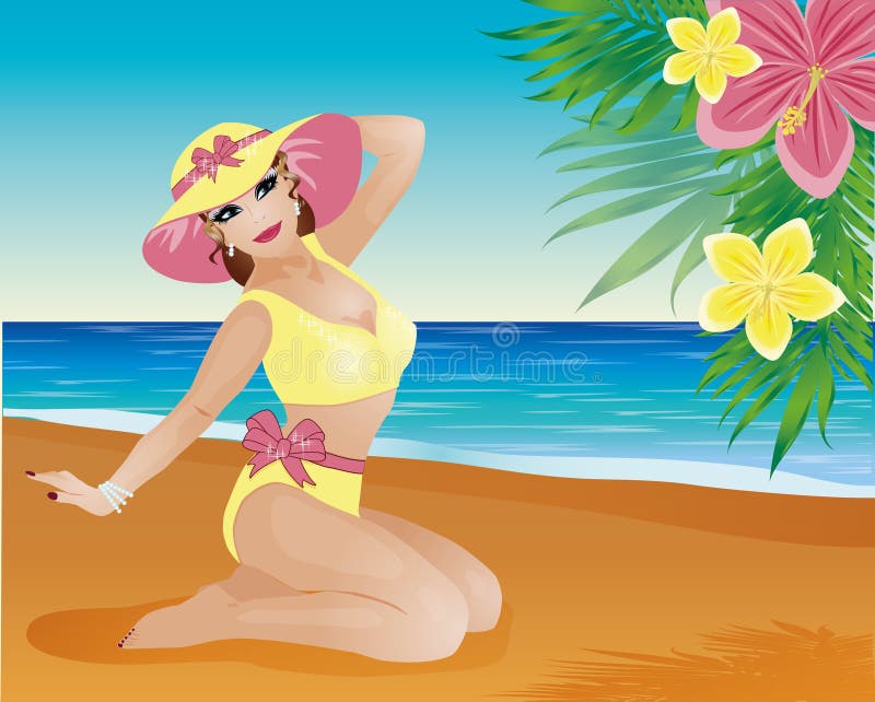 Summer Sex Pin Up Girl Vector Stock Vector Illustration Of Tourism
