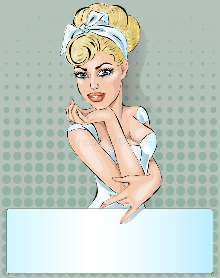 Pin Up Waitress In Cafe Fashion Woman Stock Illustration