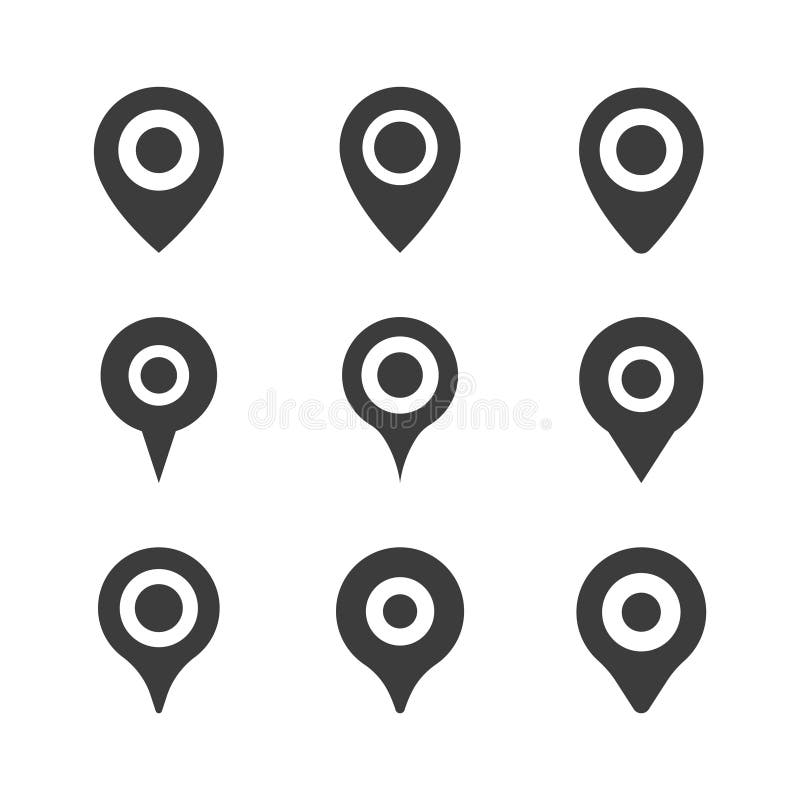 Location Pin, Map Pin Vector Icon, Black Mapping Pin Icon, Black Pins ...