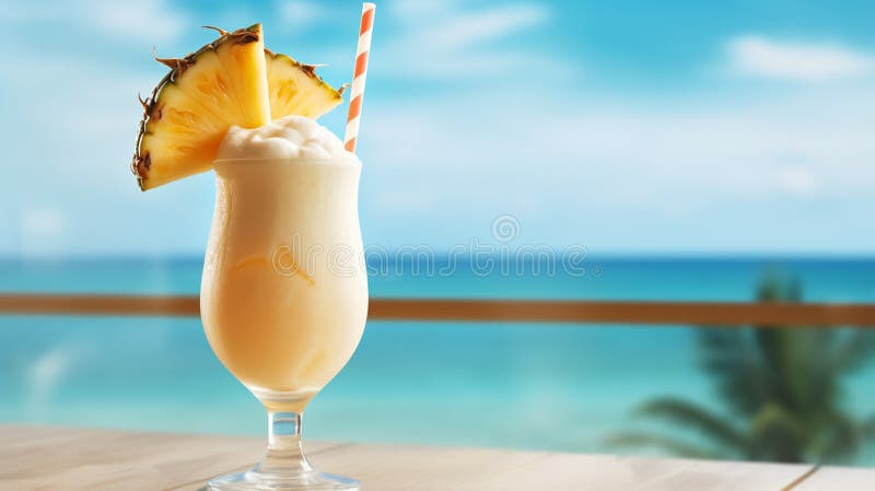 Pina Colada on the Beach. Generative AI, Stock Illustration ...