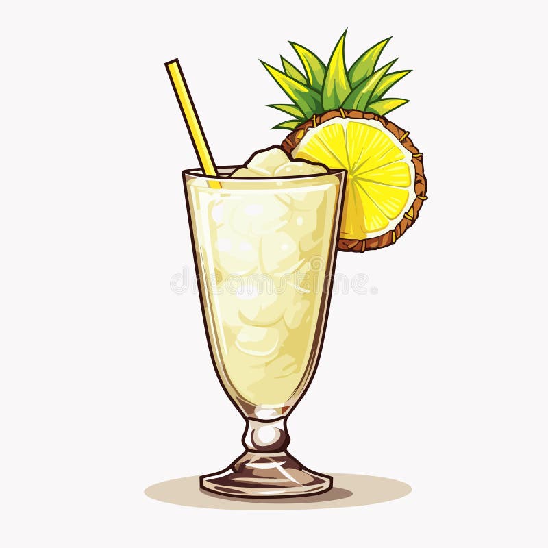 Pina Colada Cocktail Hand-drawn Comic Illustration. Pina Colada. Vector ...