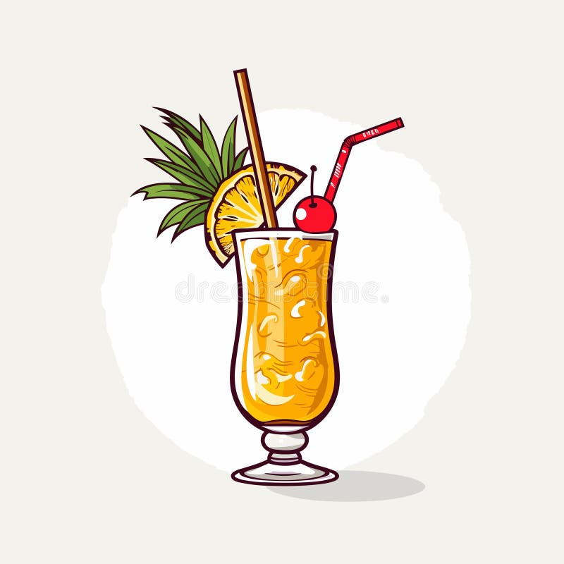 Pina Colada Cocktail Hand-drawn Comic Illustration. Pina Colada. Vector ...