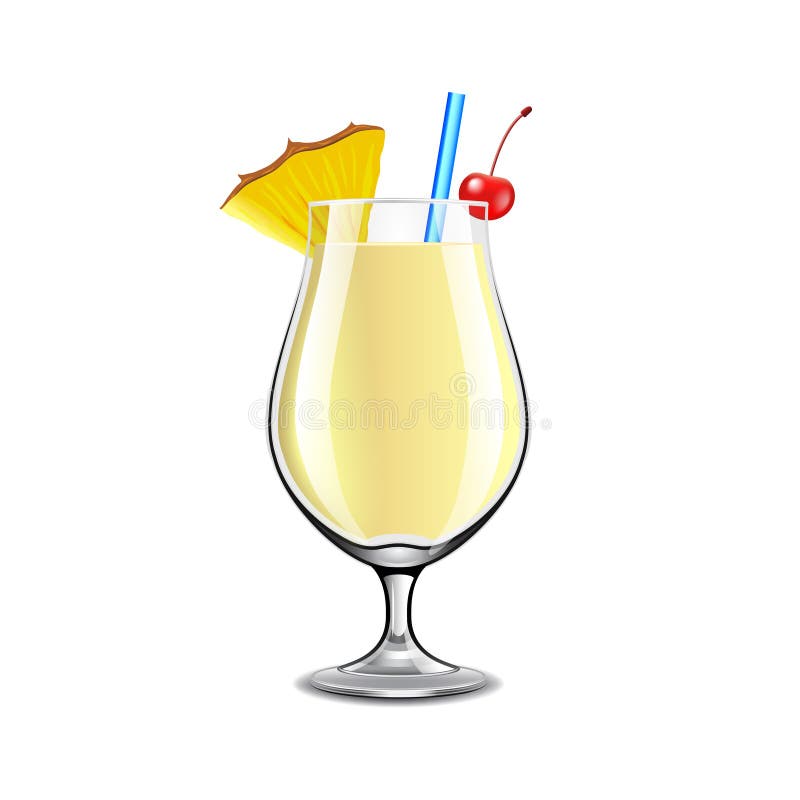 Garnished Pina Colada Cocktail Isolated on White Stock Vector ...