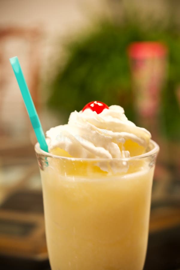 A Pina Colada with Whipped Cream and a Cherry on Top. Stock Image ...