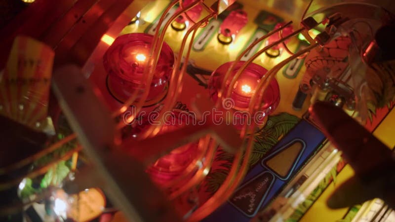 Pinball Machine Ball Bounces on Bumpers. Stock Video - Video of game ...