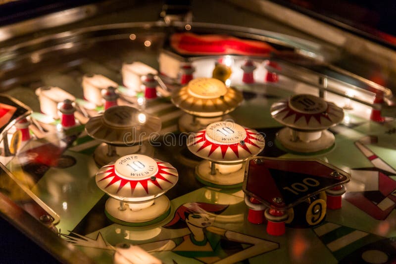 Pinball Table Close Up View of Vintage Game Machine Stock Photo - Image ...