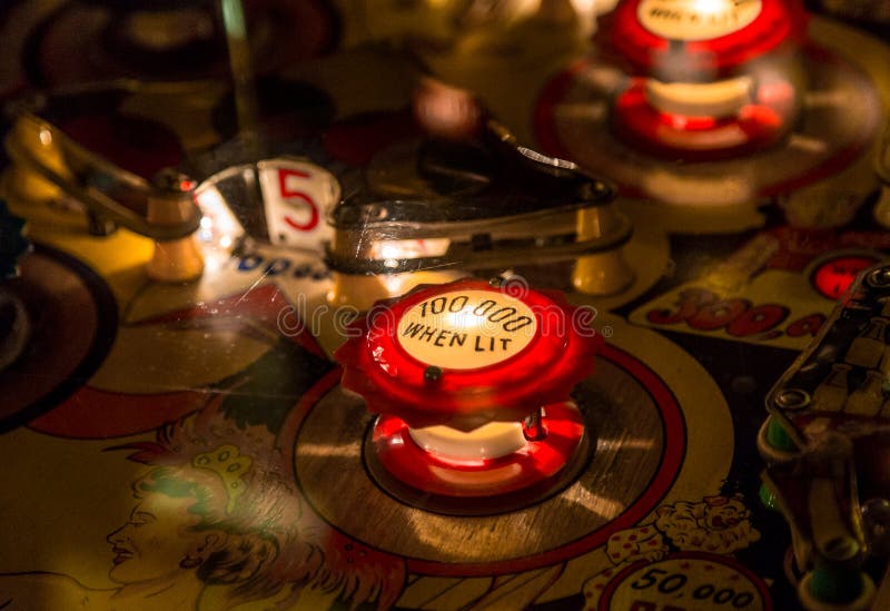 Pinball Table Close Up View of Vintage Game Machine Stock Image - Image ...