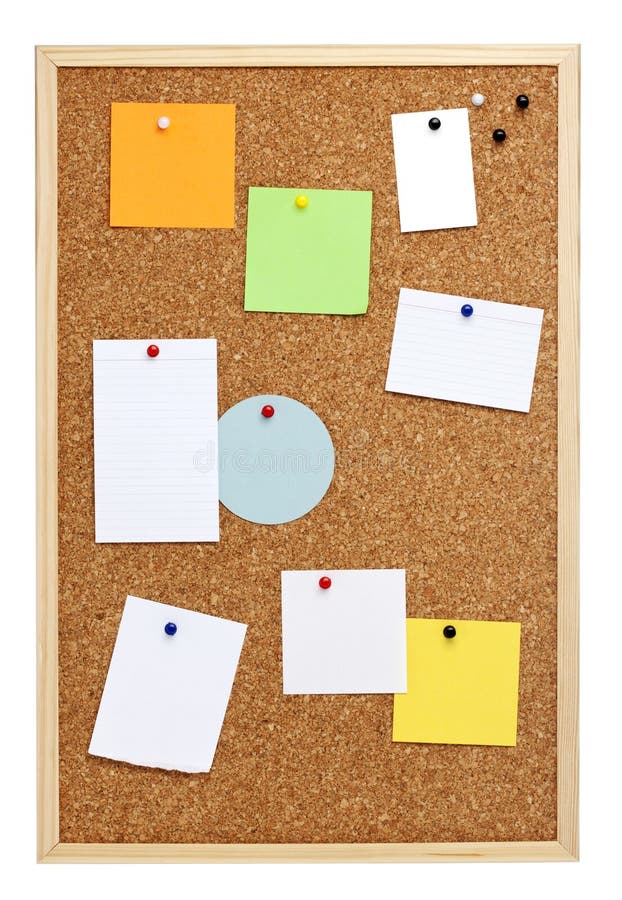 Pinboard With Various Blank Notes And Cards Stock Photo - Image of ...