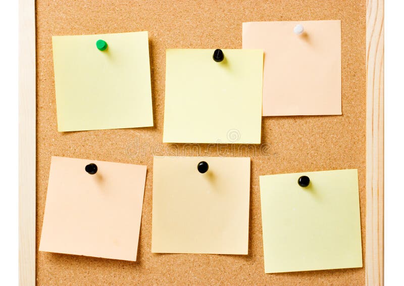 Pinboard with pinned notes stock photo. Image of cork - 12357262