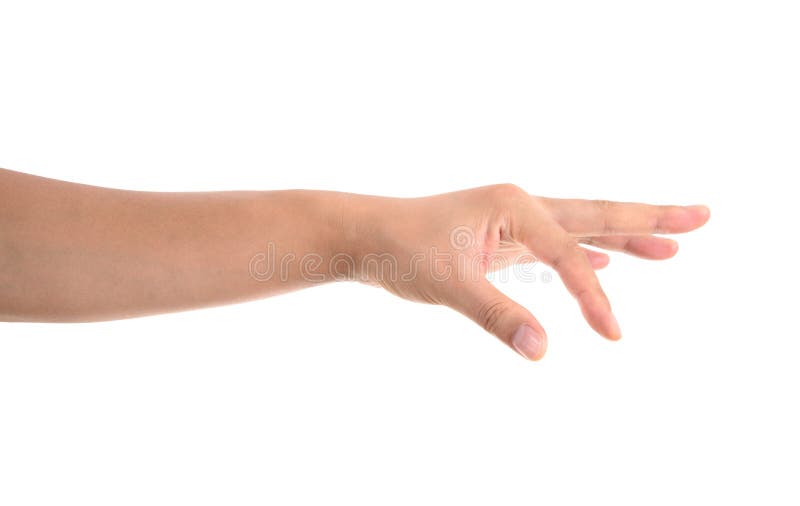 Pinch Something with One Hand in Front of a White Background Stock ...