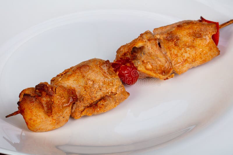 Pincho asado del pollo foto de archivo. Imagen de cocinado - 124840418