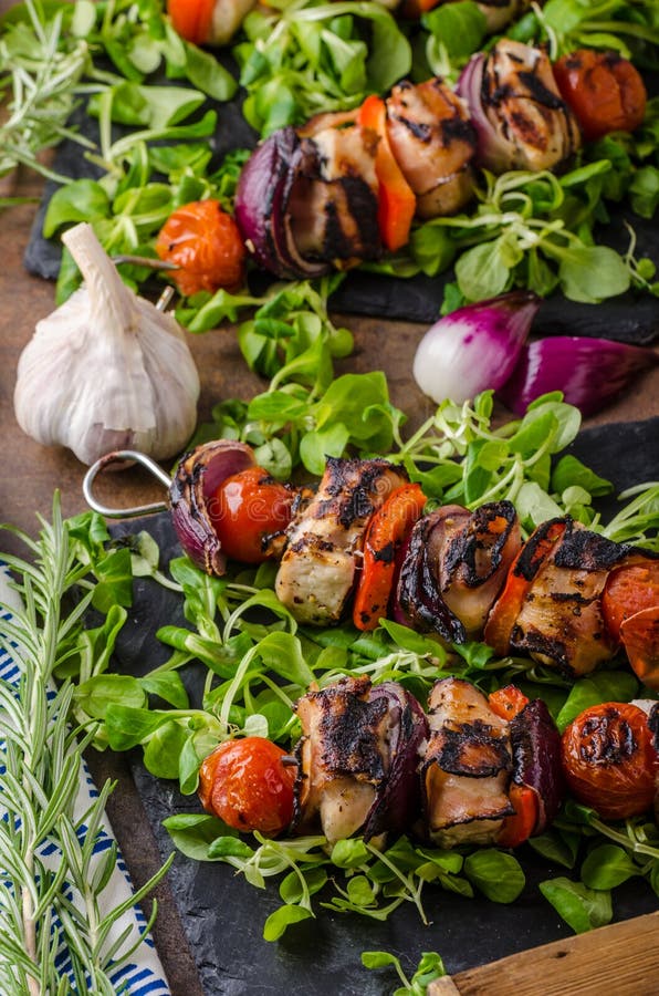 Pincho Asado a La Parilla De La Carne Imagen de archivo - Imagen de ...