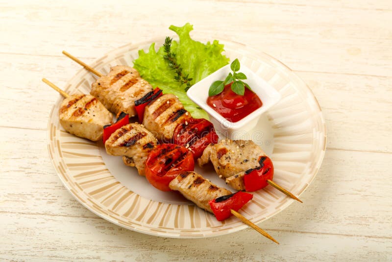 Pincho Asado a La Parrilla Del Pavo Foto de archivo - Imagen de ...