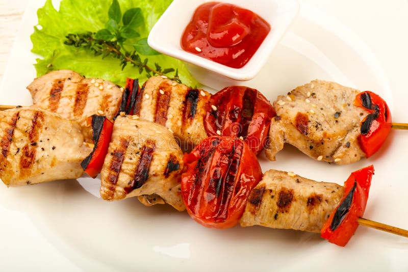 Pincho Asado a La Parrilla Del Pavo Foto de archivo - Imagen de fondo ...