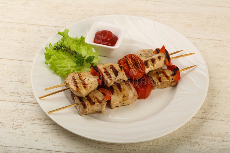 Pincho Asado a La Parrilla Del Pavo Imagen de archivo - Imagen de ...
