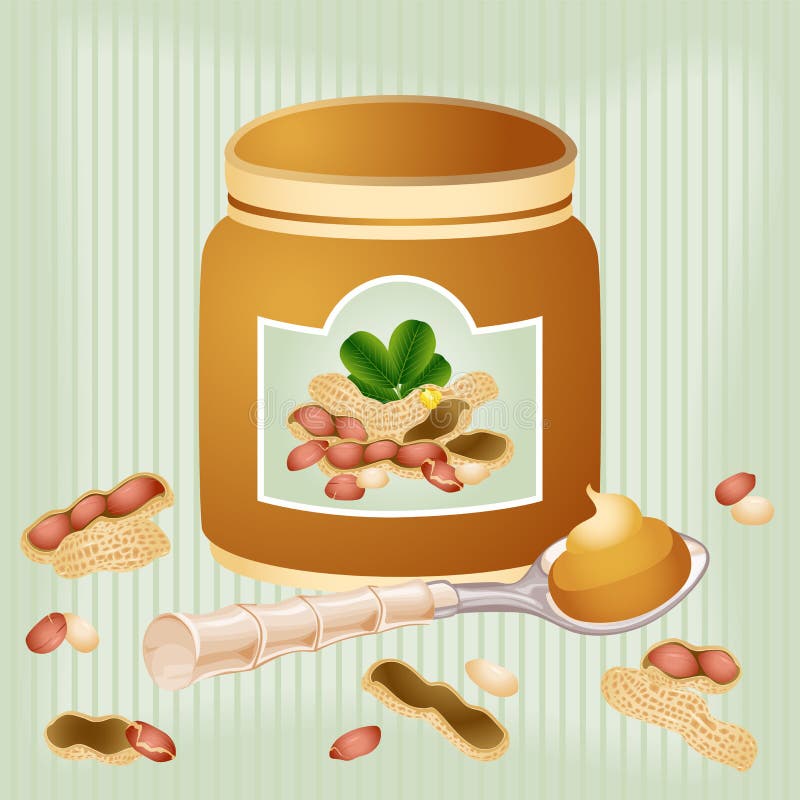 Pindakaas in Kruik Op Achtergrond Vector Illustratie - Illustration of ...