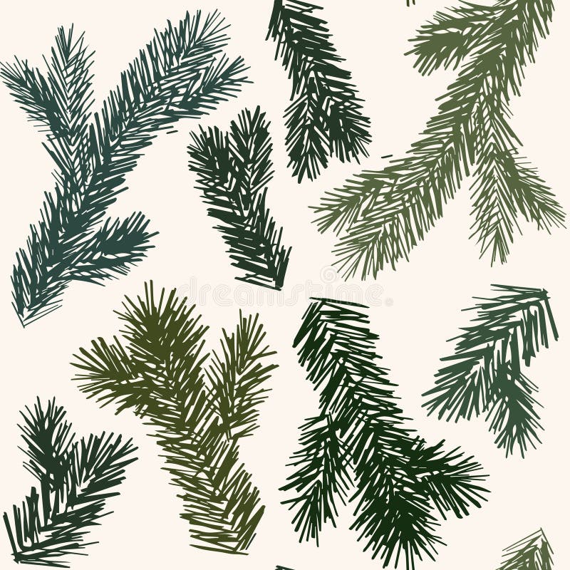 Pine Branch Pattern Fir Tree Endless Seamless Pattern Stock Image ...