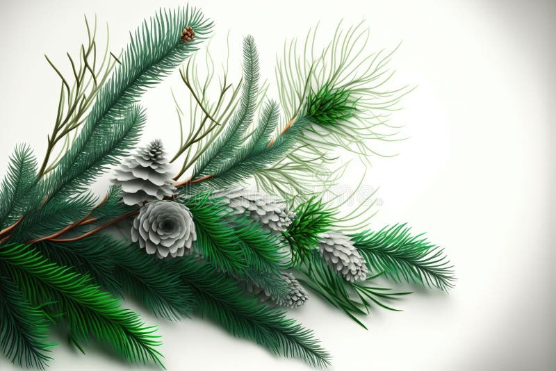 Pine Buds Decorated for Christmas, Isolated on a White Background Ai ...