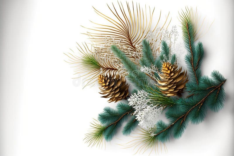 Pine Buds Decorated for Christmas, Isolated on a White Background Ai ...