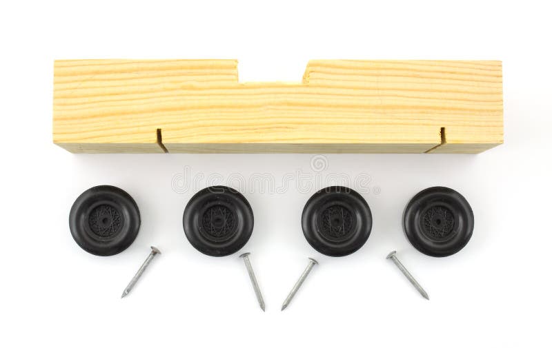 Pine Car with Wheels and Nails Stock Photo - Image of black, vehicle ...