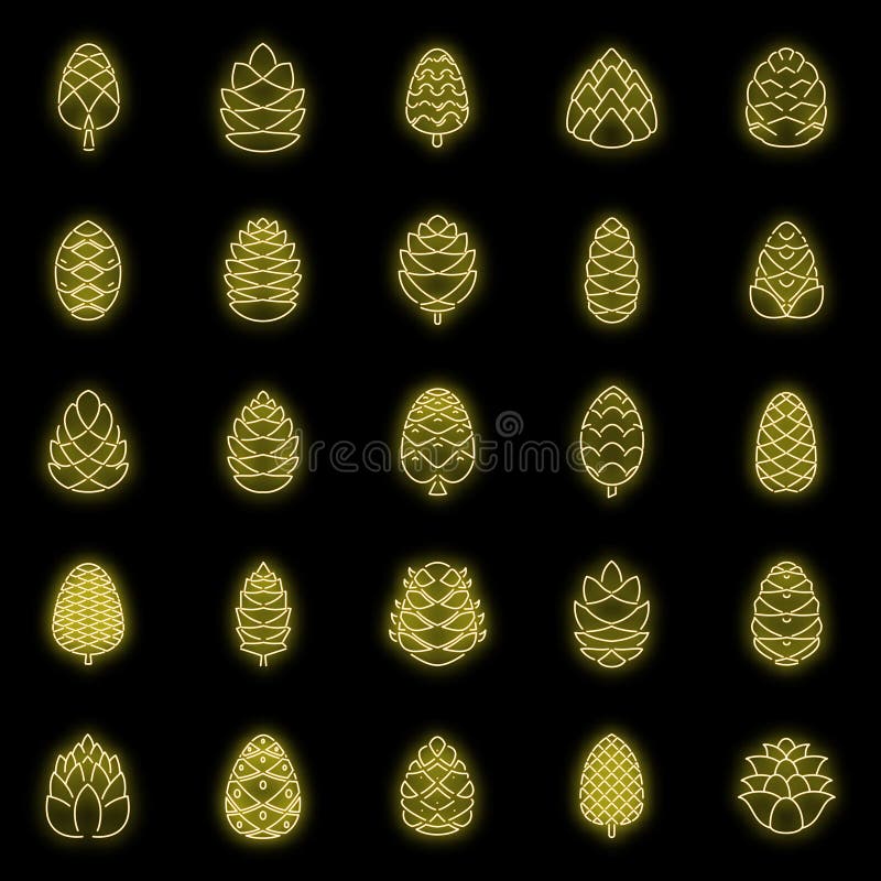 Pine Cone Botanical Icons Set Vector Neon Stock Image - Image of botanical, acorn: 300180049
