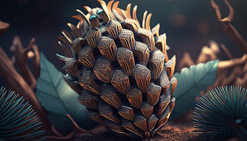 Pine Cone, Digital Art Illustration, Generative AI Stock Illustration - Illustration of symbol ...