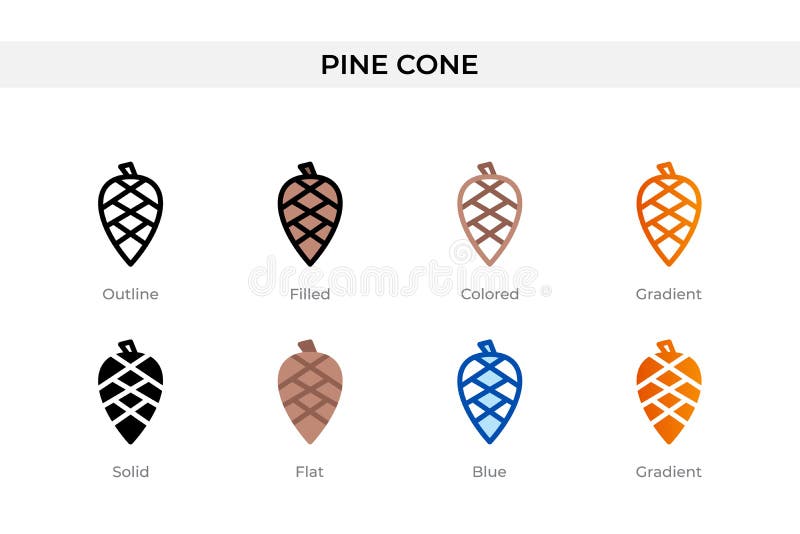 Pine Cone Icon in Different Style. Pine Cone Vector Icons Designed in Outline, Solid, Colored ...