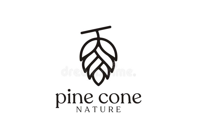 Pine Cone Logo Design. Simple Line Classic Black Color Vector ...