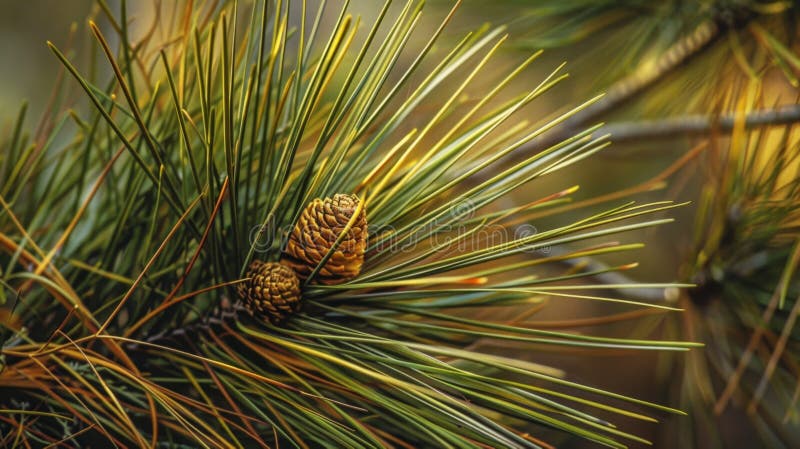 Close Up of a Pine Tree with a Pine Cone Stock Image - Image of macro ...