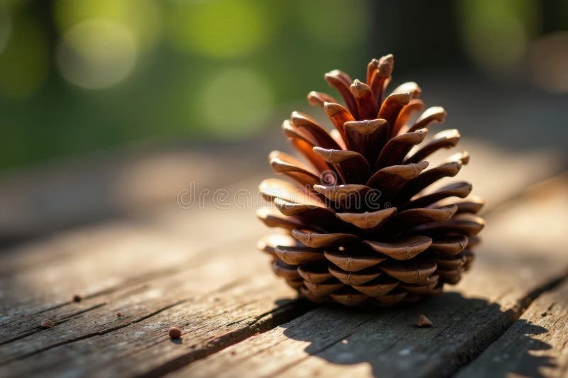 Pine Cone on Wood, Fibonacci Spirals, Shadow Detail, Design, Table, Light Stock Illustration ...