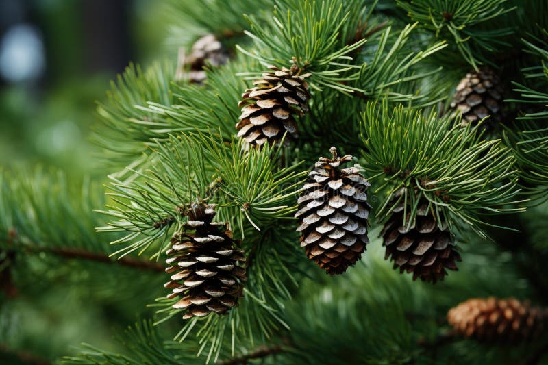 Pine cones on a tree stock illustration. Illustration of natural ...