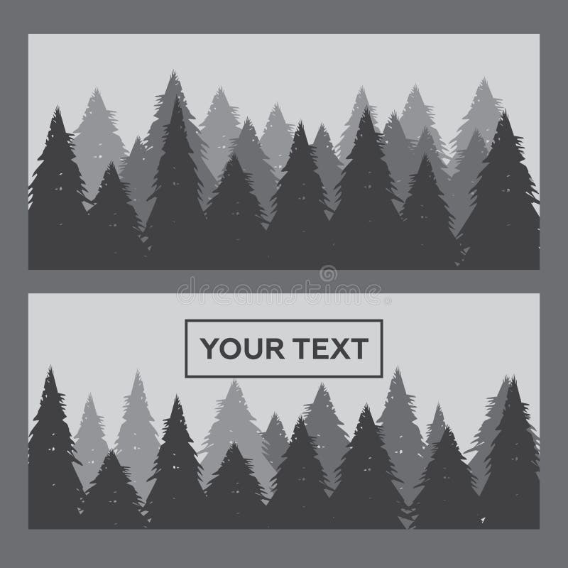 Pine Forest Horizontal Banner Set Stock Illustration - Illustration of ...