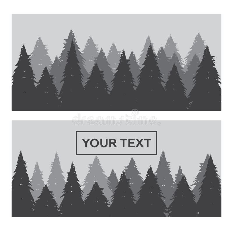 Pine Forest Horizontal Banner Set Stock Illustration - Illustration of ...