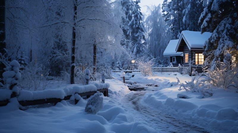 Pine Forest in Winter Cowered with a Thick White Snow Blanket and a ...