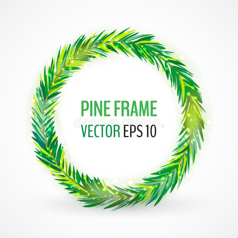 Holiday pine circle frame stock vector. Illustration of background ...