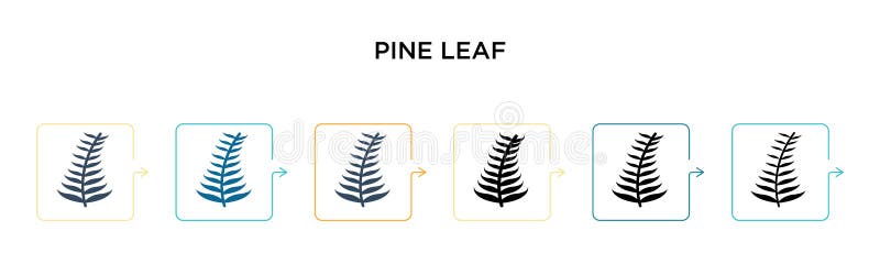 Pine Leaf Vector Icon in 6 Different Modern Styles. Black, Two Colored ...