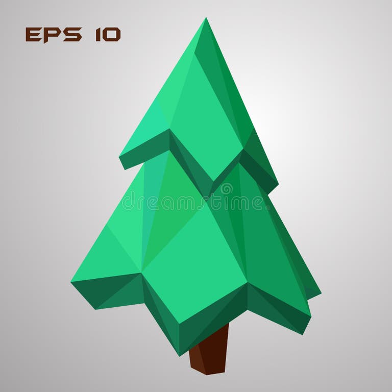 Pine Low Poly. Green Spruce 3d. Geometric Tree. Vector Illustration ...