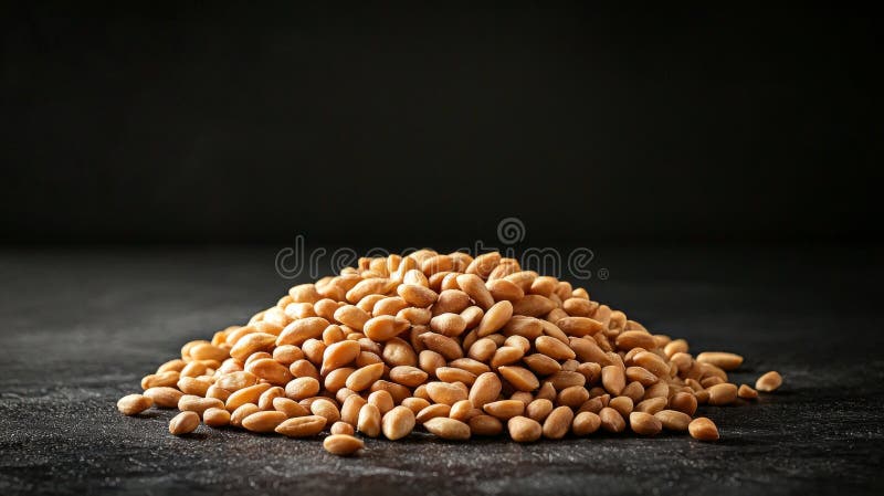 Pine Nuts are Artfully Arranged Dark Surface Illuminated Subtle Contour ...