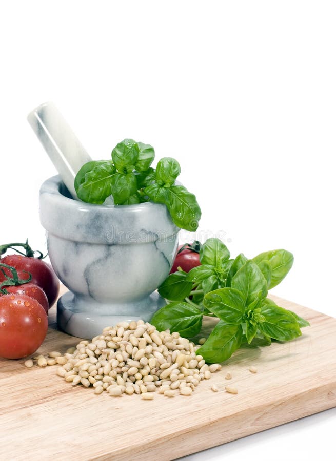 Pine Nuts & Basil stock photo. Image of ingredients - 14129612
